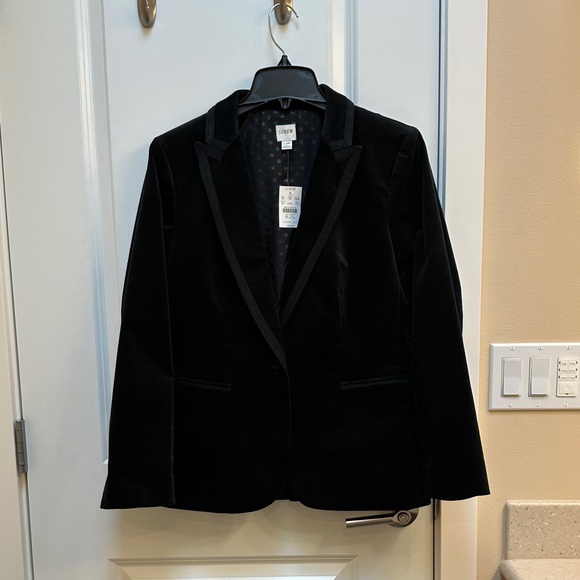 J. Crew Factory | Jackets & Coats | J Crew Factory Black Velvet Blazer ...